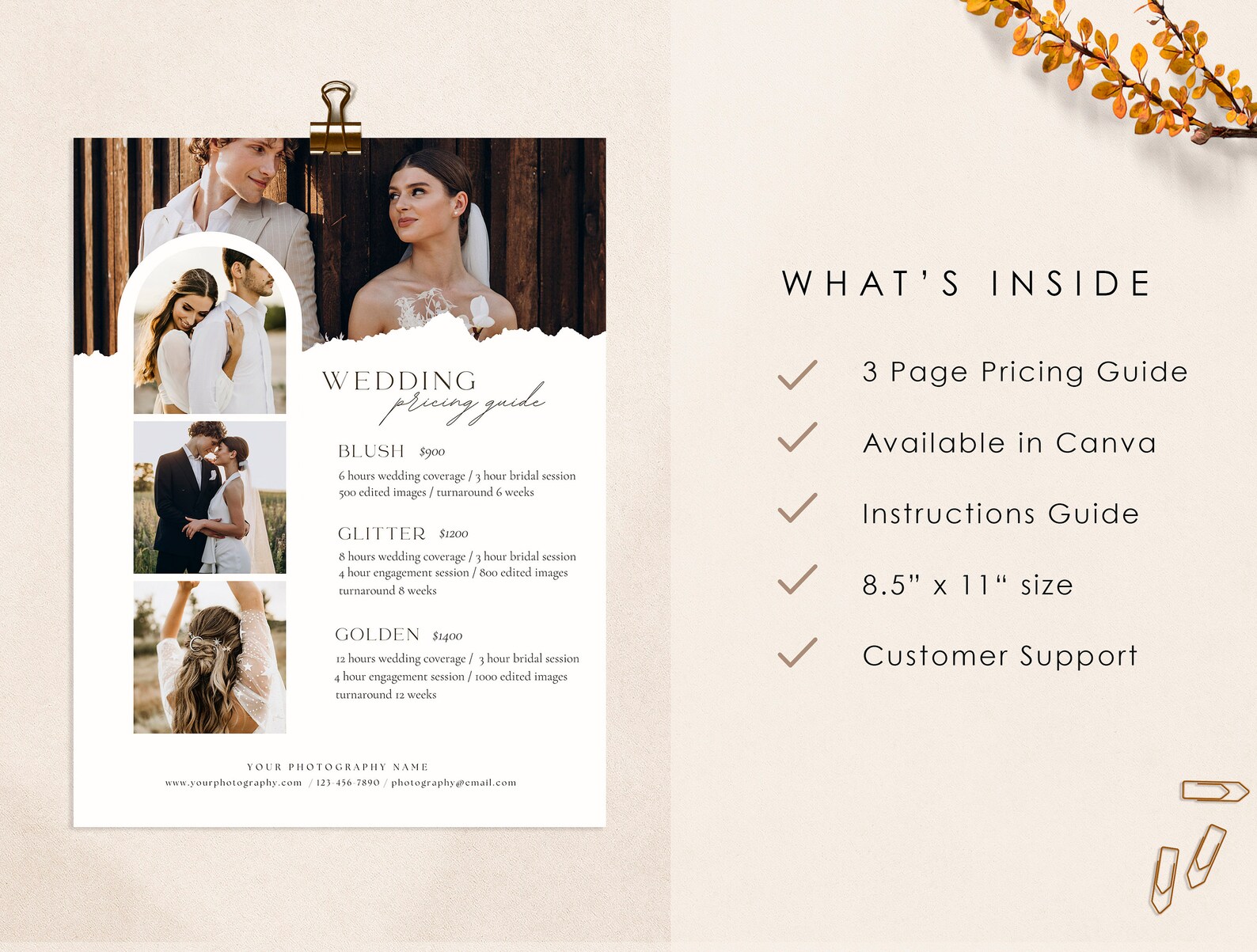 Wedding Photography Pricing Template Wedding Pricing Guide - Etsy