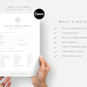 Esthetician Forms: Skincare Consent, Facial Consultation (canva ...