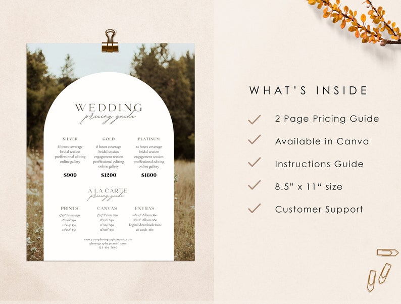 Wedding Photography Pricing Template Wedding Pricing Guide - Etsy