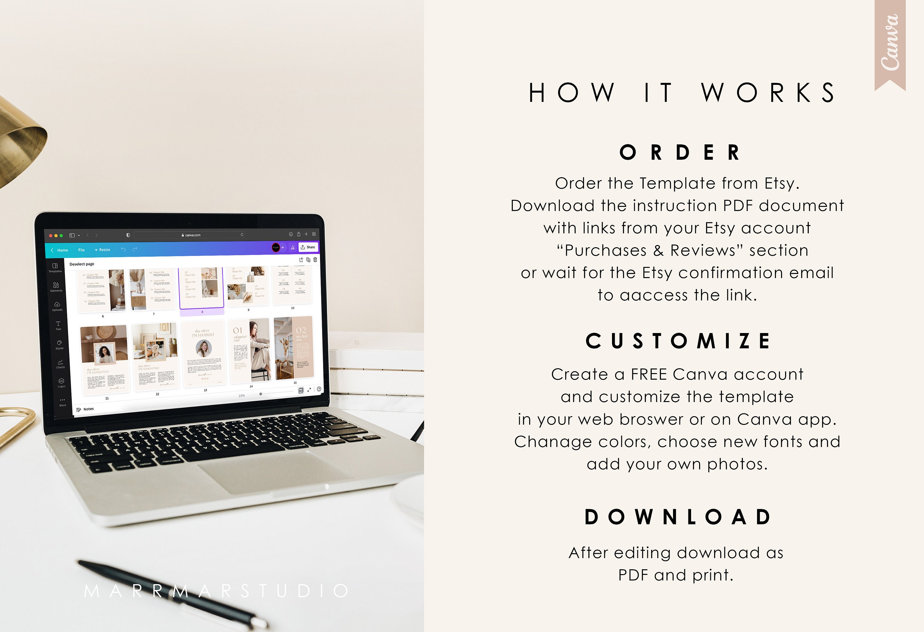 Pink Ebook Template: 60-page Printable Workbook (canva Template) - Etsy
