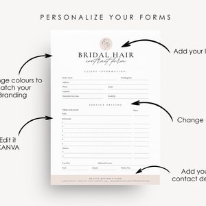 Editable Bridal Hair Contract Template: Hairstylist Form (CANVA) - Etsy