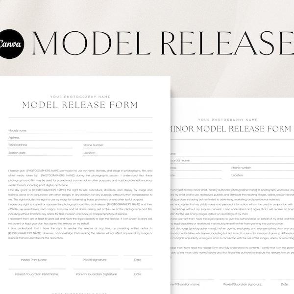 Photo Model Release - Etsy