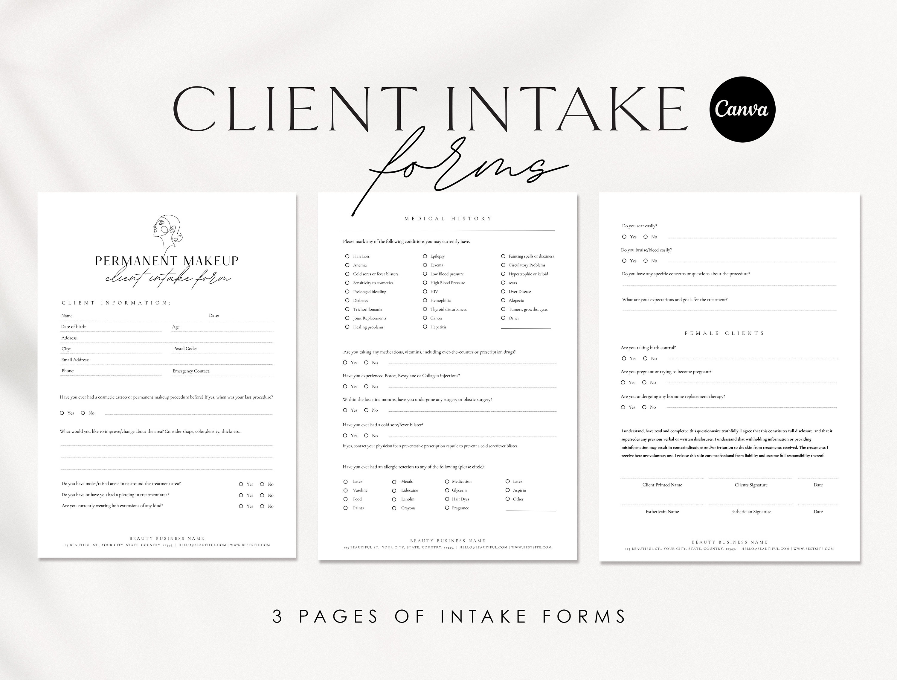 Permanent Makeup Forms Editable PMU Consent Form Template - Etsy Australia