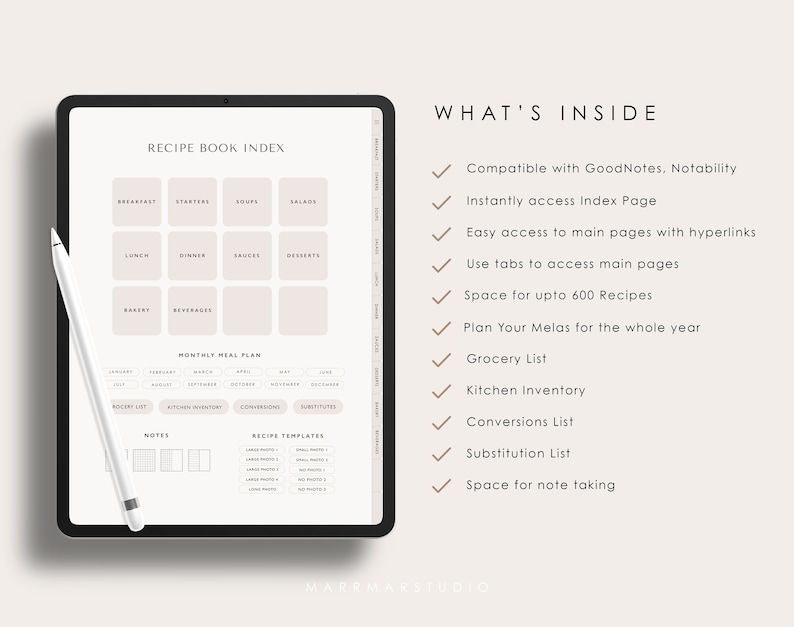 Recipe Book Template Digital Meal Planner Digital Recipe - Etsy UK