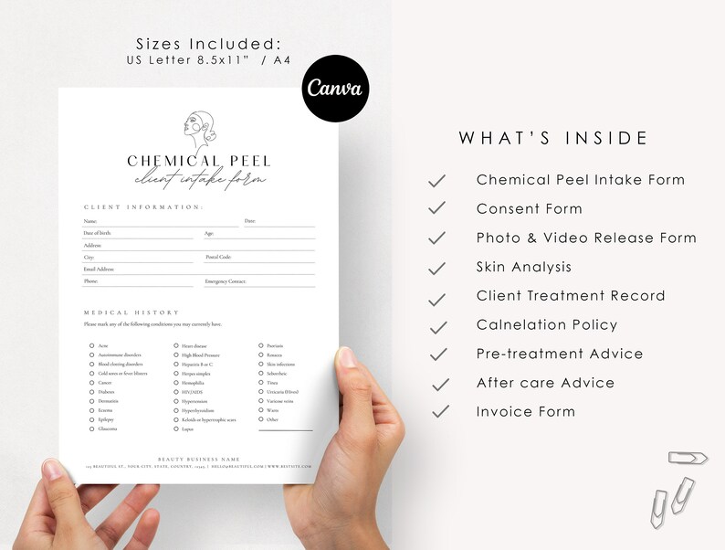 Chemical Peel Forms: Esthetician Client Consent Template (canva ...