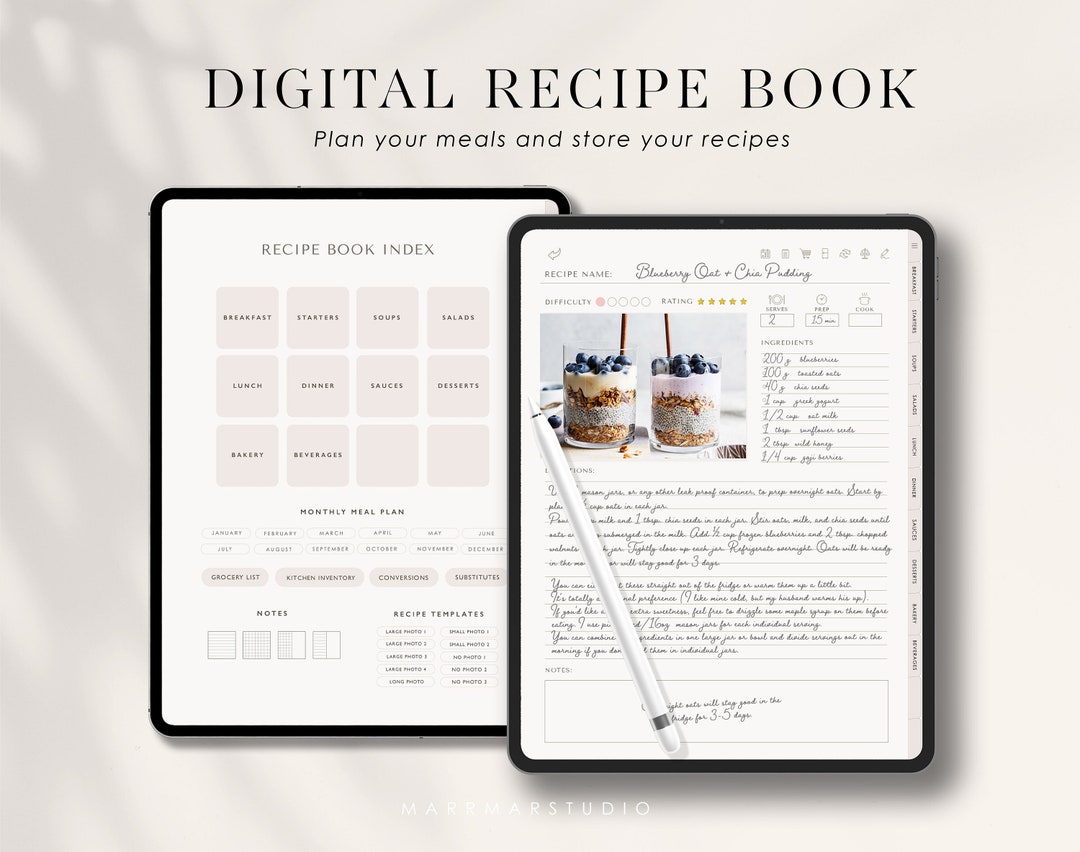 Digital Recipe Book Template: Goodnotes Meal Planner (PDF) - Etsy