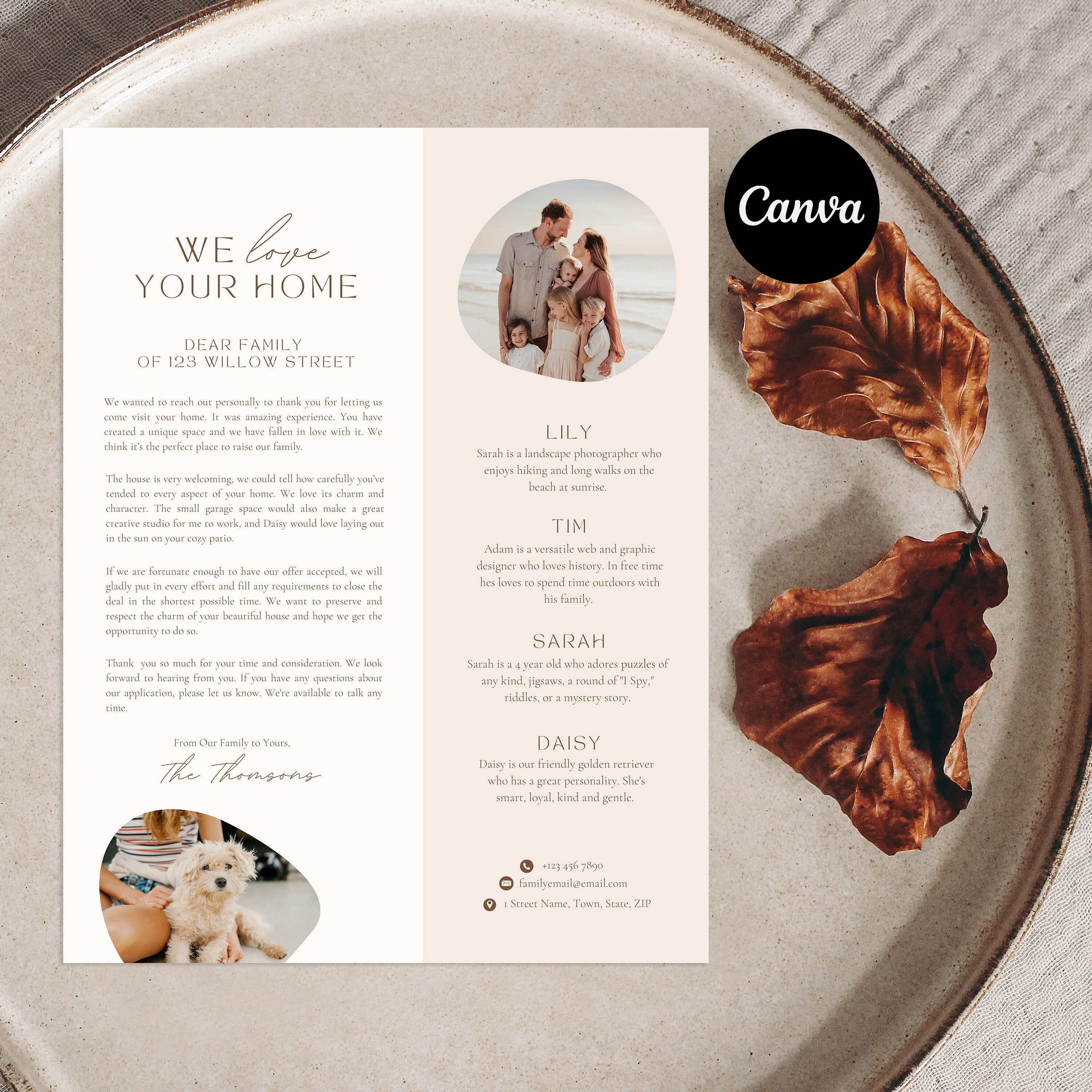 Home Offer Letter Template Canva Buyer Offer Letter Family - Etsy