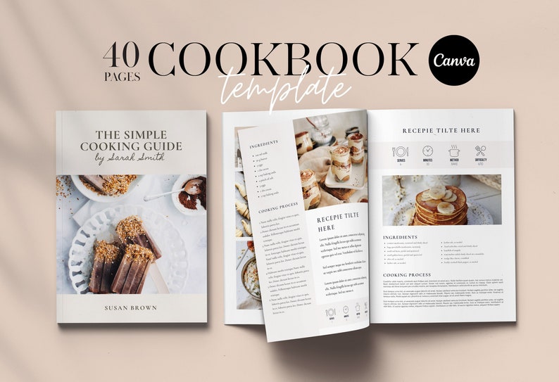 Editable Cookbook Template: 40 Recipe Pages, Canva (digital Download ...