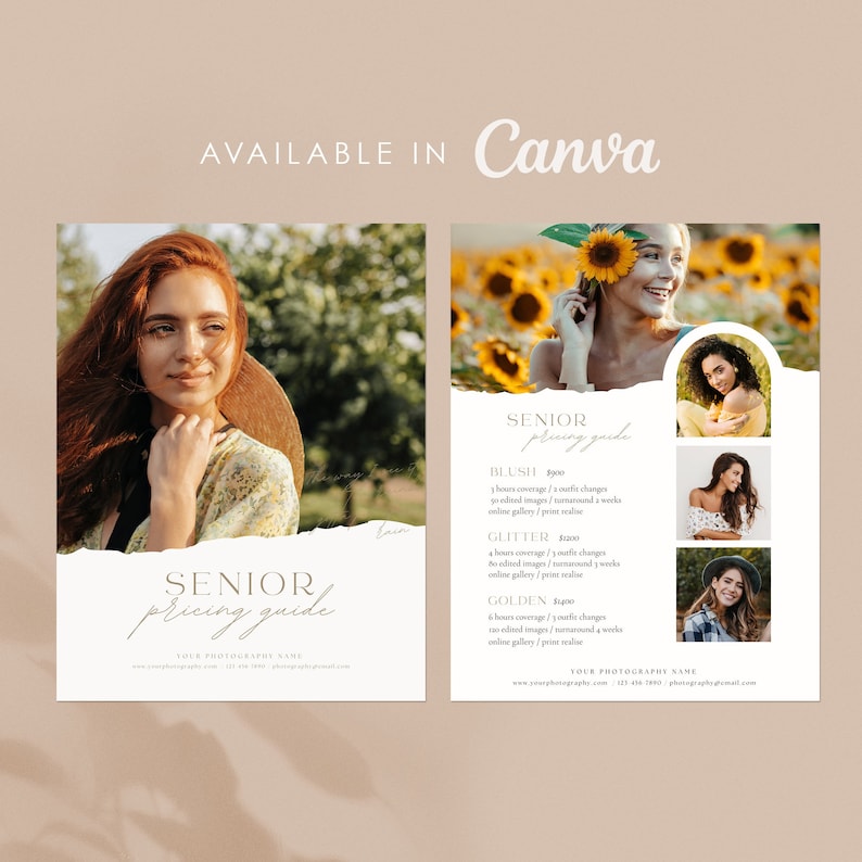 Senior Photography Pricing Guide Template Senior Price List - Etsy