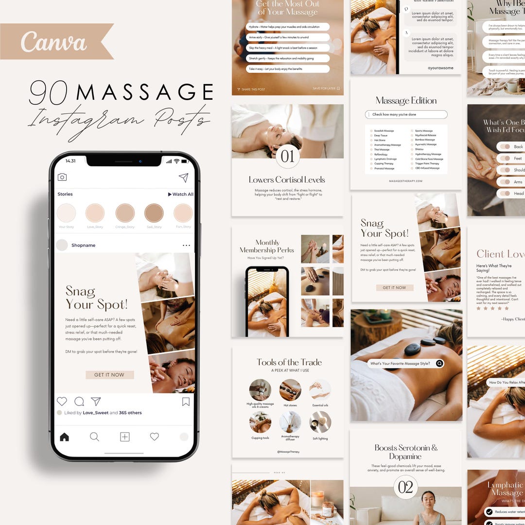 Massage Therapist Instagram Post Templates | Massage Therapy Social ...