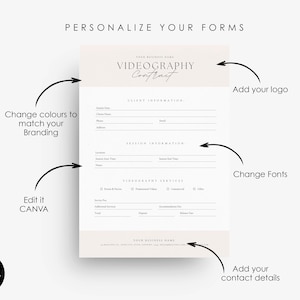 Videography Contract Template: Photography Forms (canva Template) - Etsy