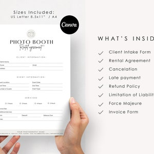 Editable Photo Booth Rental Agreement Template: Canva Contract (digital ...