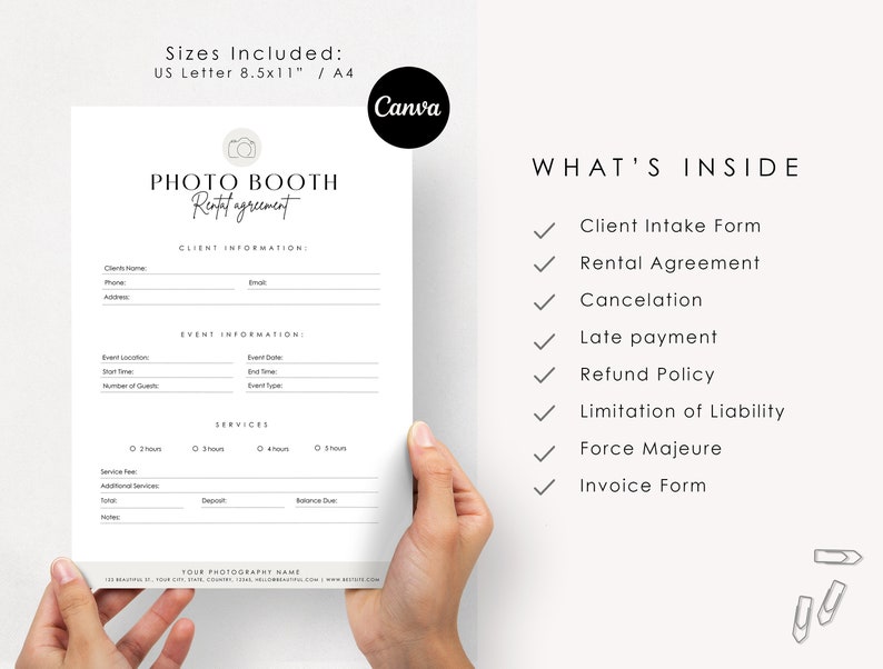 Editable Photo Booth Rental Agreement Template: Canva Contract (digital ...