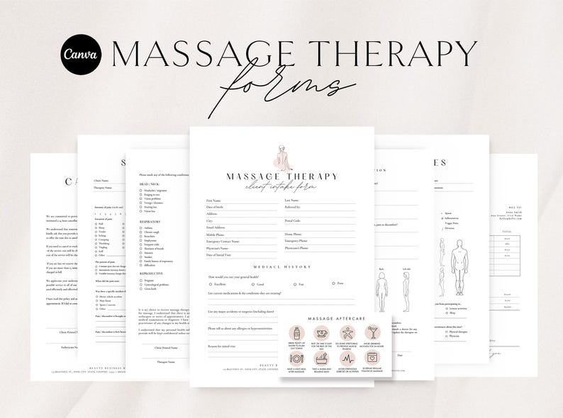 Massage Therapy Forms: Client Intake, SOAP Notes (canva Template) - Etsy