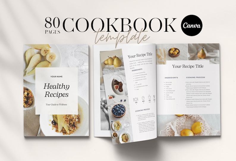 Editable Cookbook Template: 80-page Recipe Book (canva Template) - Etsy