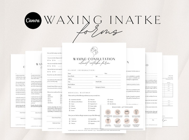 Waxing Consent Forms: Esthetician Client Intake (canva Template) - Etsy