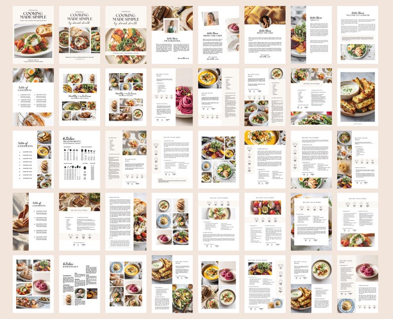 Editable Recipe Book Template | Printable 75 Page Cookbook | Canva - Etsy