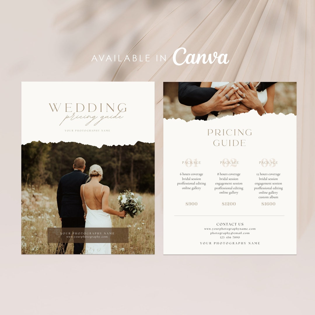Wedding Photography Pricing Template Wedding Pricing Guide List ...