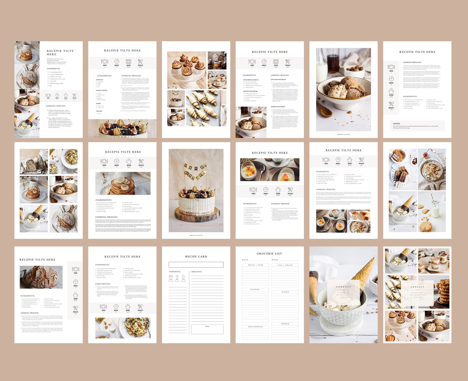 Cookbook Template Editable Recipe Book Template Printable - Etsy