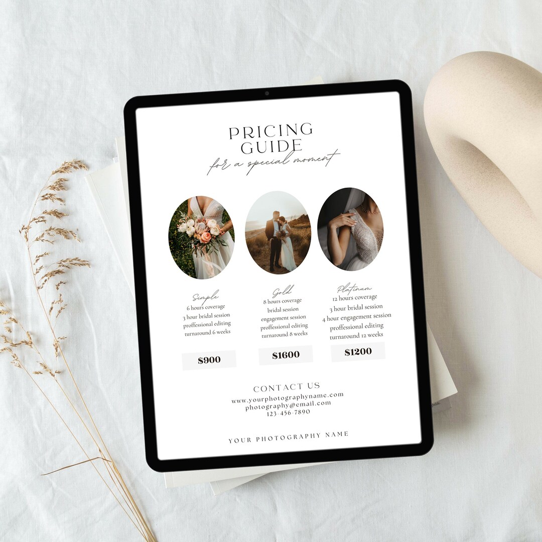 Photography Pricing Guide Template: Wedding Photographer Price List ...
