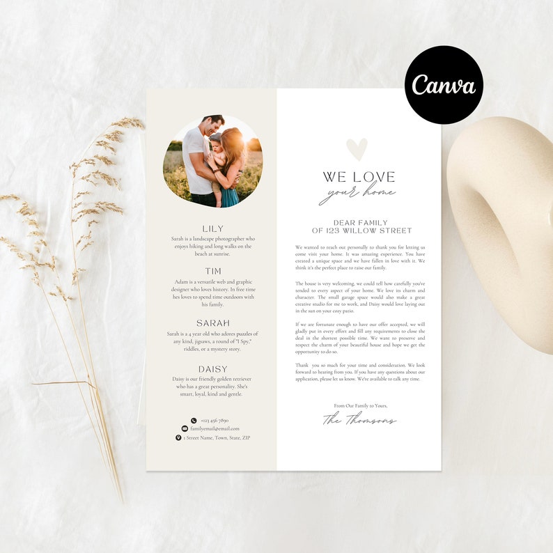 Home Offer Letter Template Canva Buyer Offer Letter Family - Etsy