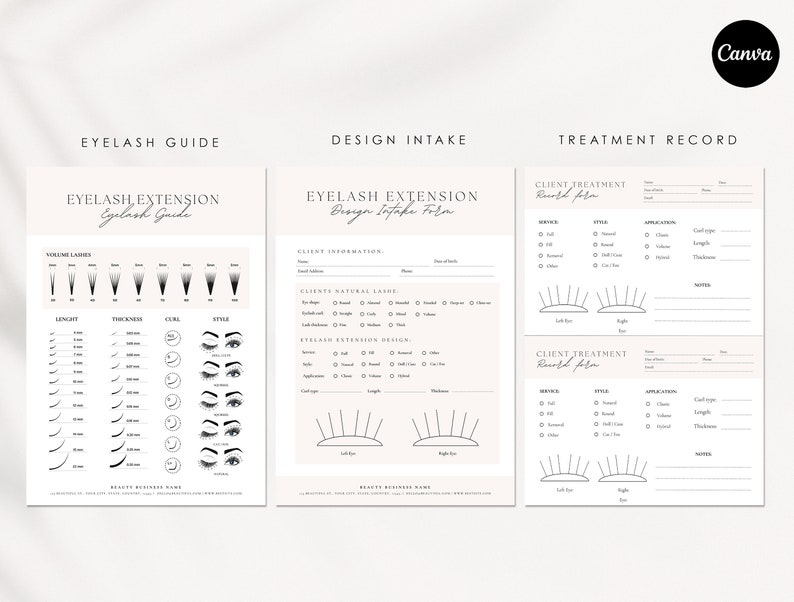 Eyelash Extension Forms: Lash Consent & Aftercare (canva Template) - Etsy