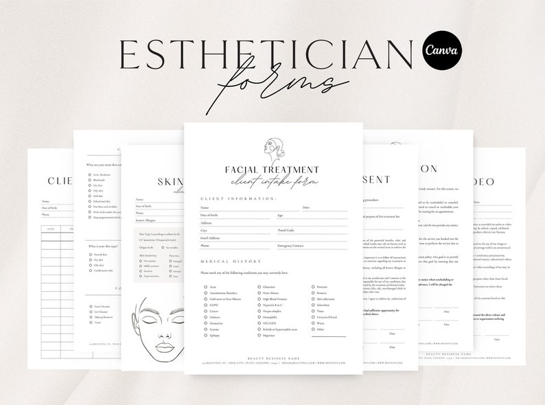 Editable Facial Treatment Forms: Skincare Consent, Esthetician ...