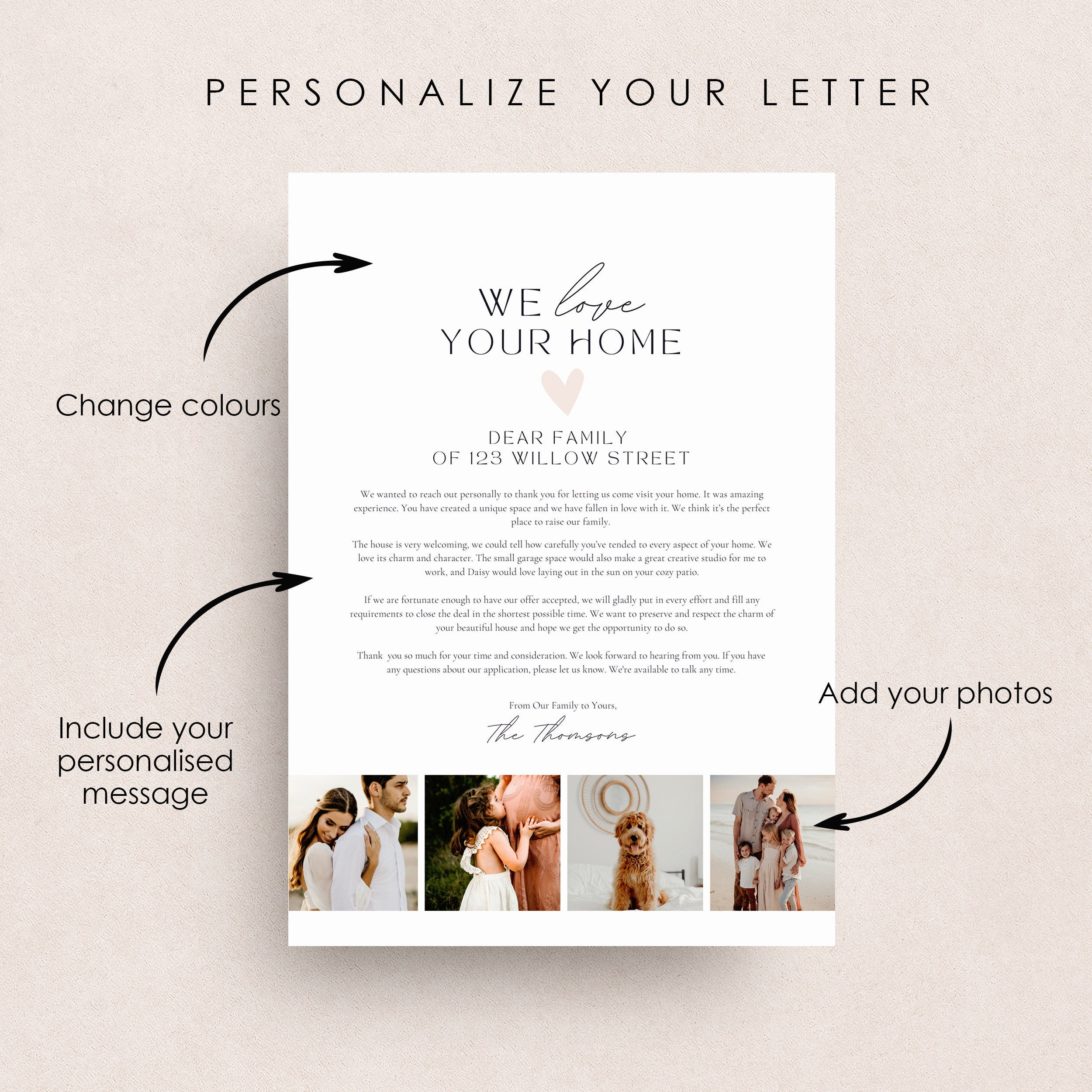 Home Offer Letter Template Canva Buyer Offer Letter Family - Etsy