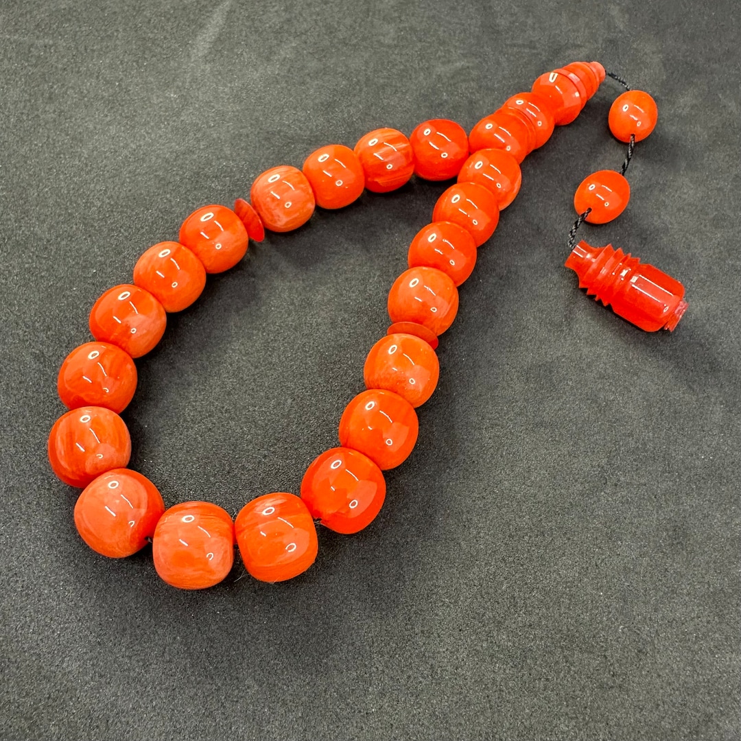 Large Size, Bakelite 19 Beads Mala & Mascot Tesbih, Tasbih, Misbaha ...