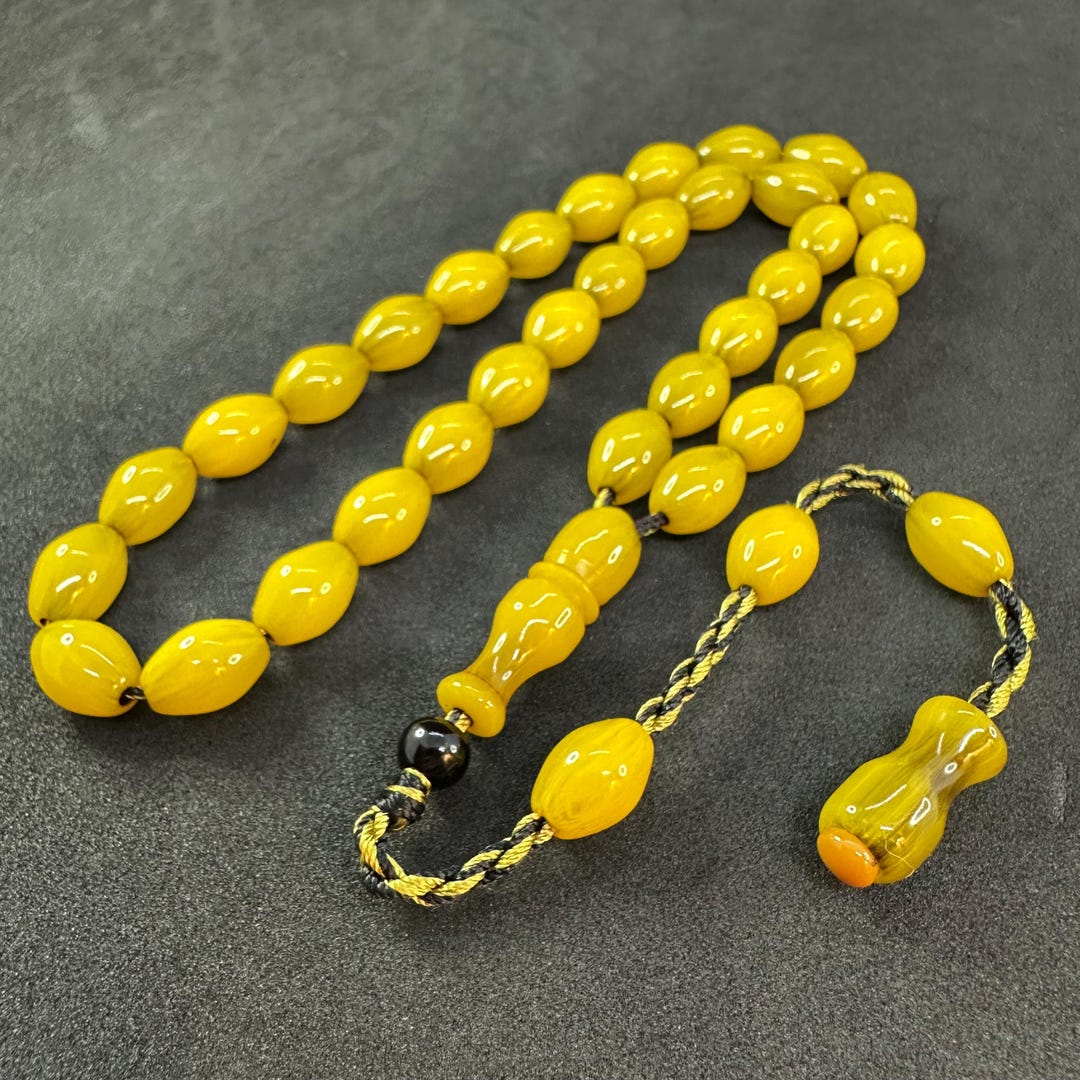 Yellow Bakelite Prayer Beads: Turkish Tasbih Misbaha With Tassel - Etsy