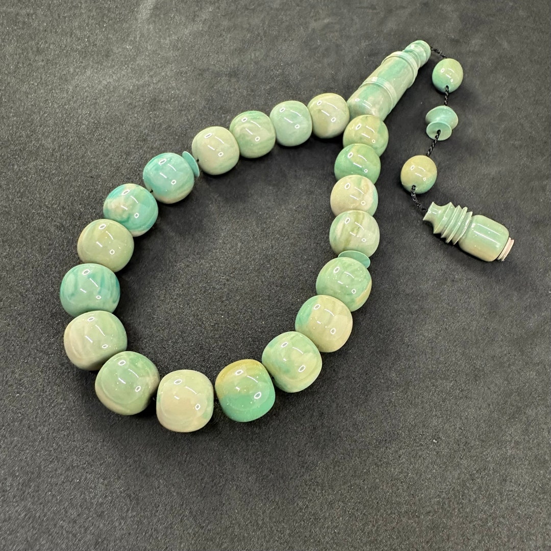 Large Size, Bakelite 19 Beads Mala & Mascot Tesbih, Tasbih, Misbaha ...