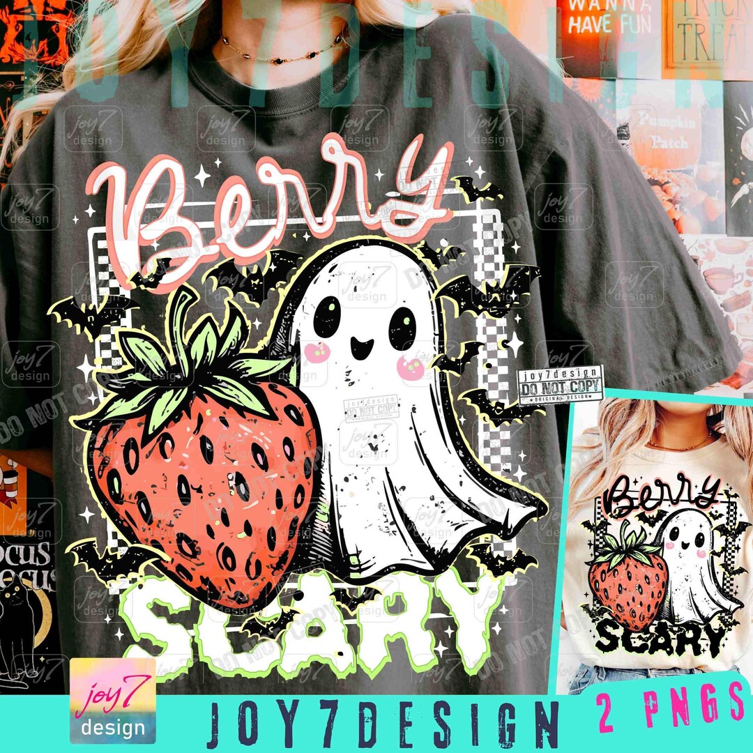 Berry Scary Spooky Summer Strawberry Ghost PNG Trendy Halloween Cute ...