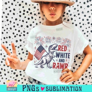 Red White and Rawr PNG Dinosaur 4th of July Retro America Funny 4th ...