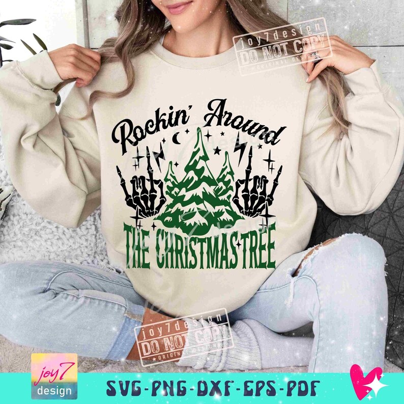 Rockin' Around the Christmas Tree PNG SVG Pine Trees Trendy Christmas ...