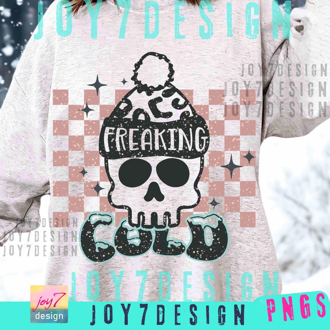 Freaking Cold Skull PNG Checkered Freezing Season Digital Download ...