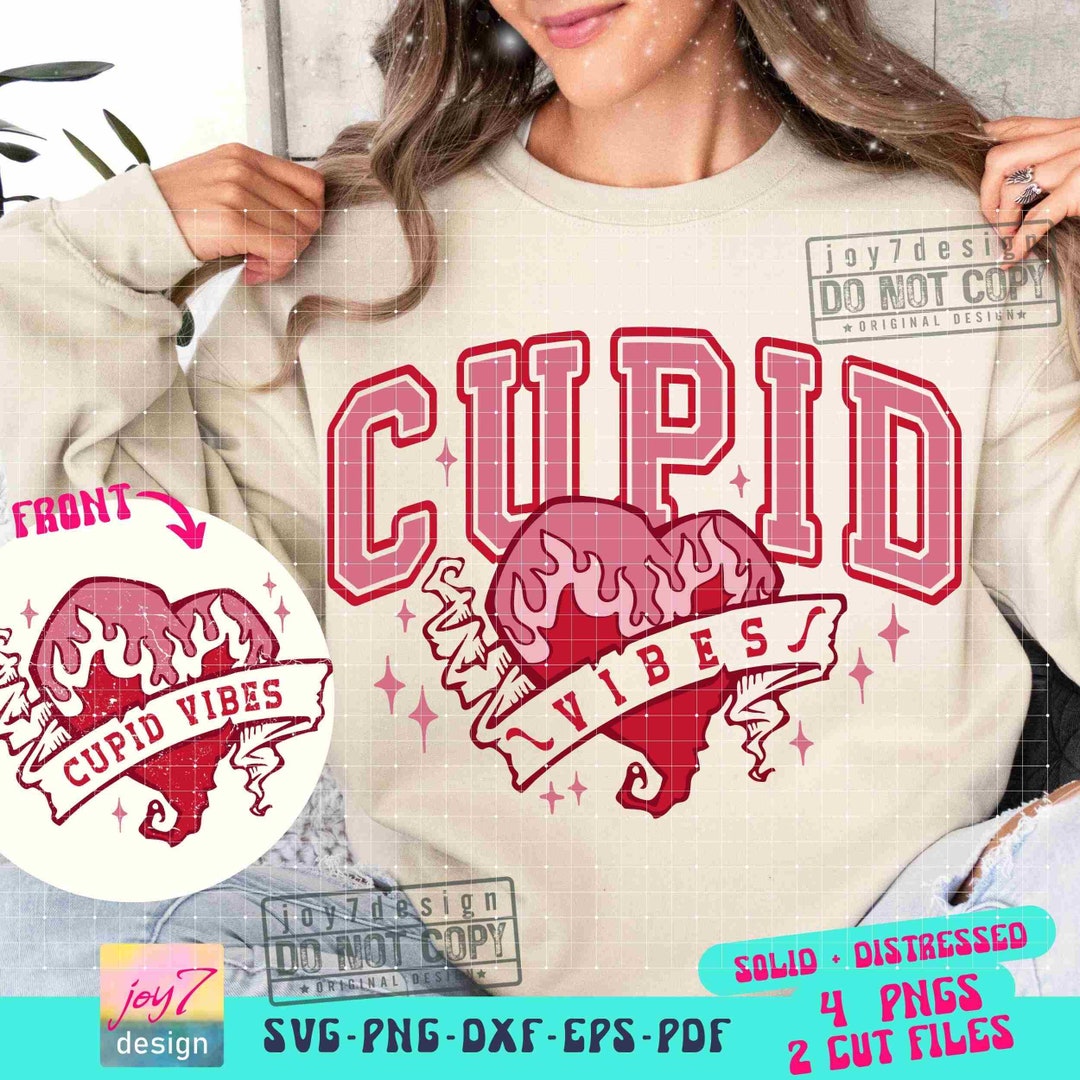 Cupid Vibes SVG PNG Cupid Png Retro Valentine Shirt Svg Valentine Heart ...