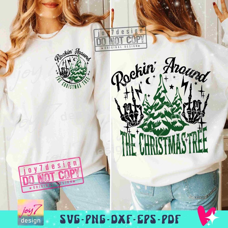 Rockin' Around the Christmas Tree PNG SVG Pine Trees Trendy Christmas ...