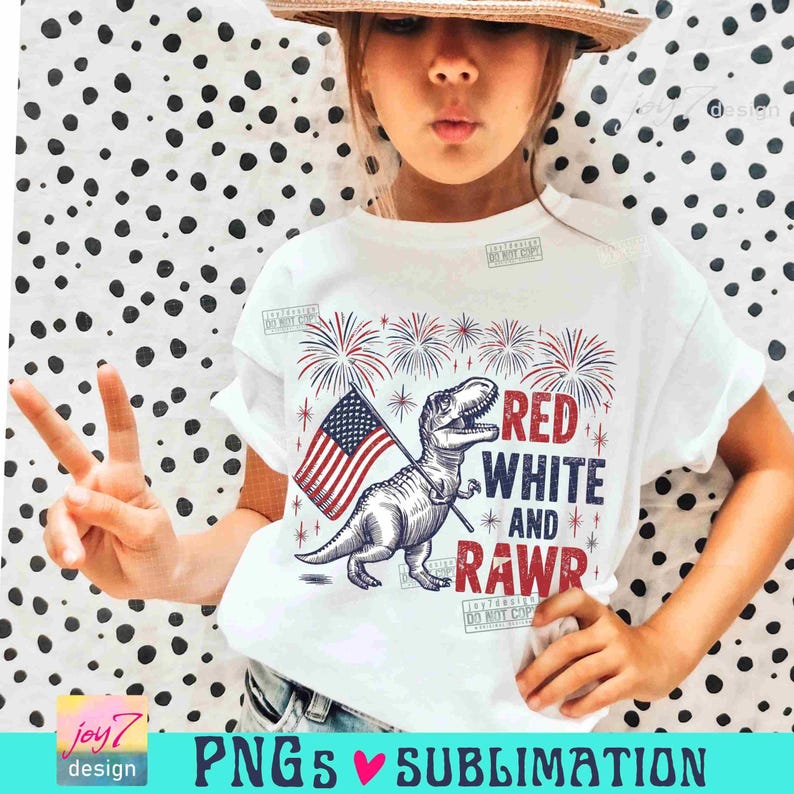 Red White and Rawr PNG Dinosaur 4th of July Retro America Funny 4th ...