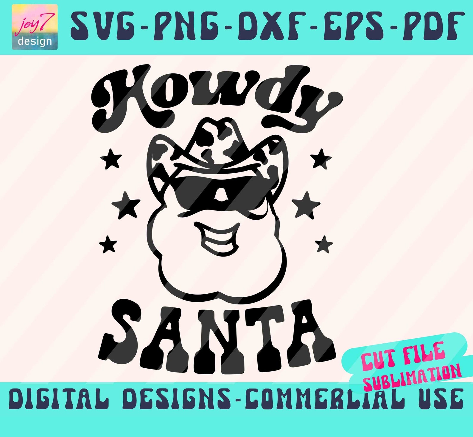 Cowboy Santa Svg Christmas SVG PNG DXF Eps Pdf Cow Print Hat - Etsy Ireland