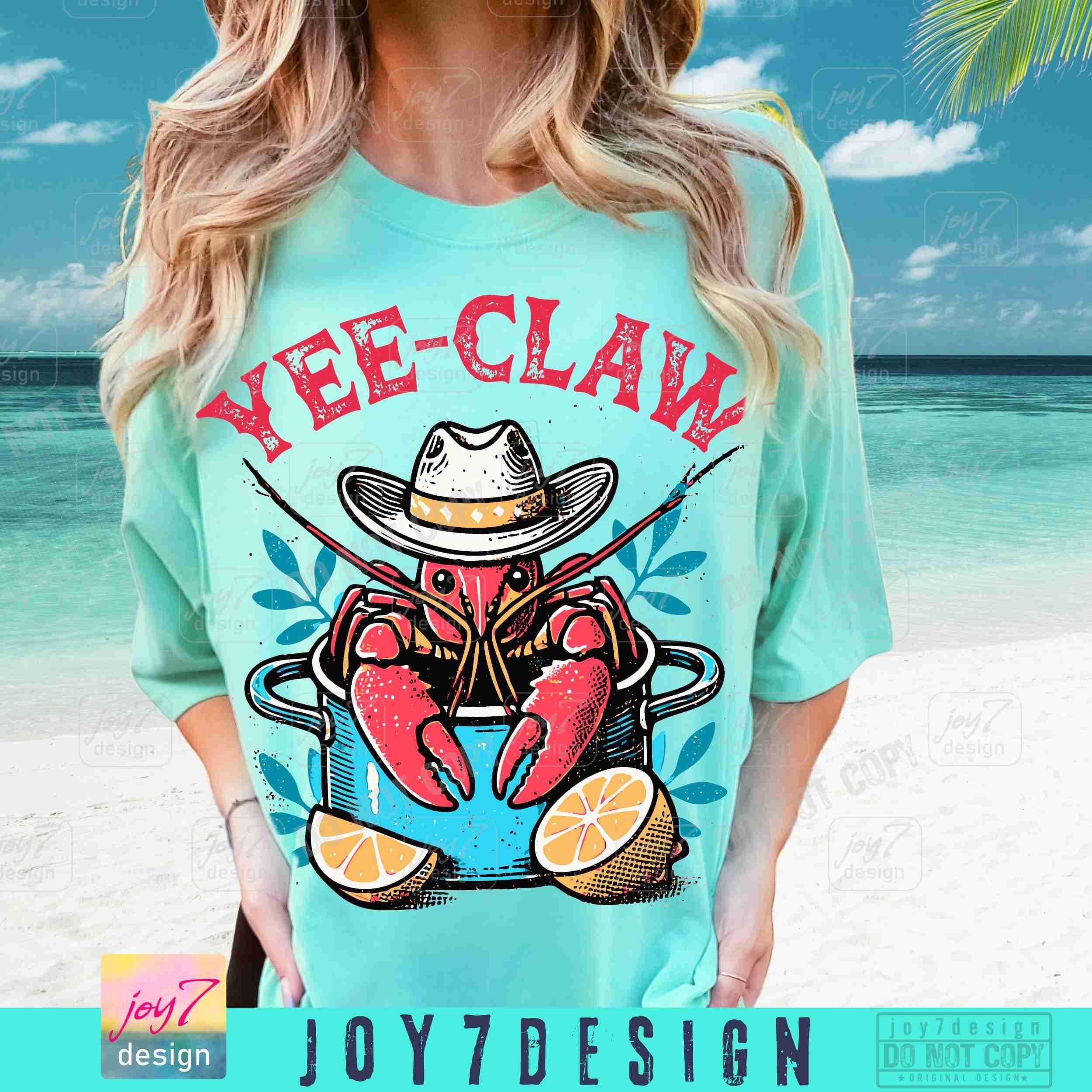 Funny Crawfish Yee Claw Western PNG Retro Crawfish Western Fisherman ...