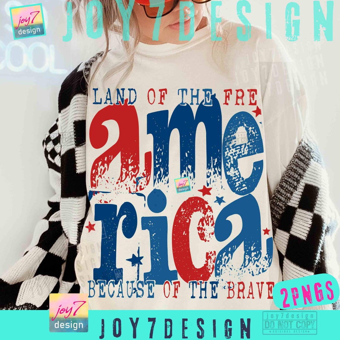 America Distressed Land of the Free PNG 4th of July Retro Design ...