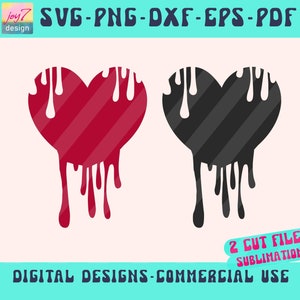 Drippy Heart SVG PNG Pdf POD, Red Heart Png, Heart Clipart, Groovy Svg ...