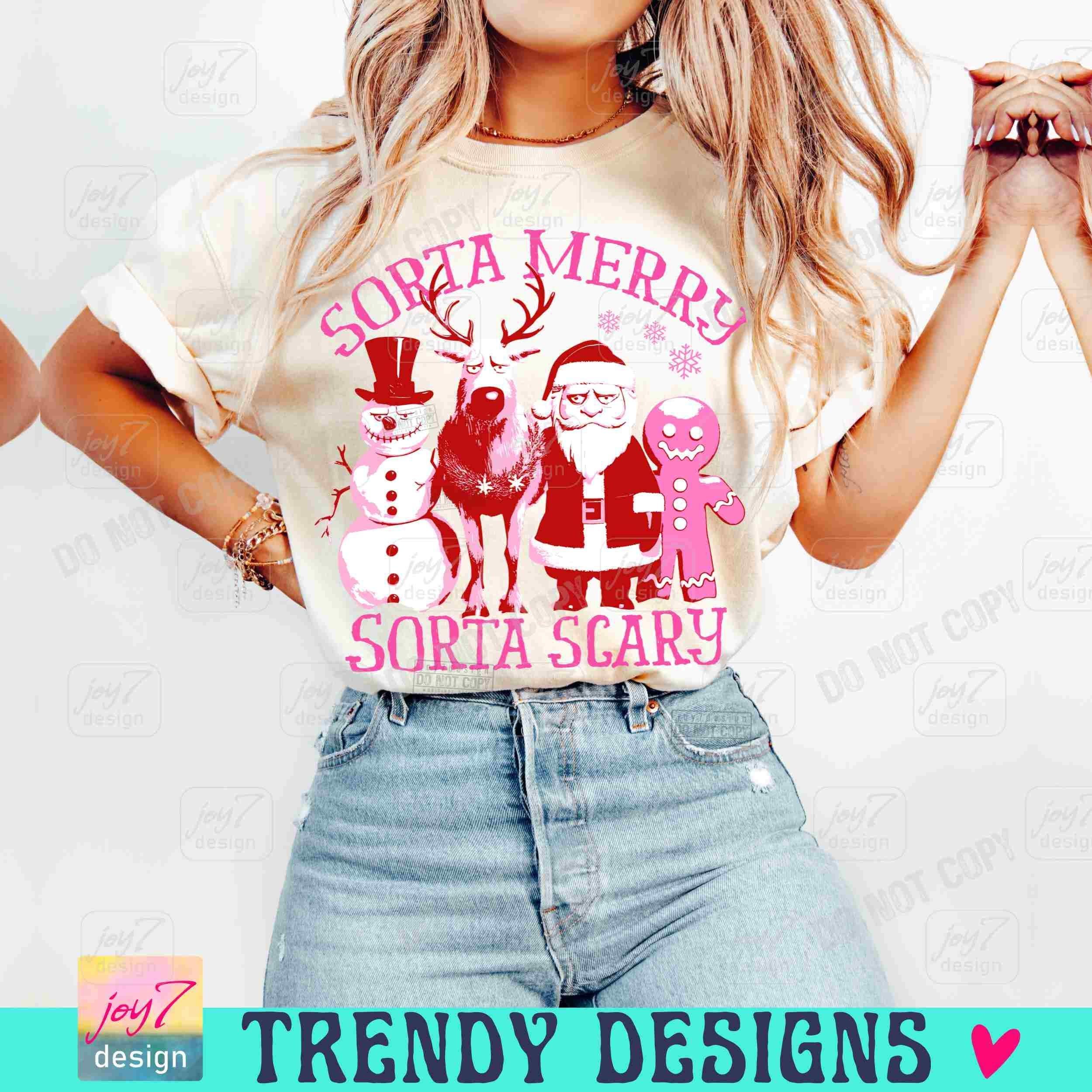 Sorta Merry Sorta Scary PNG Funny Christmas Santa Gingerbread Raindeer ...