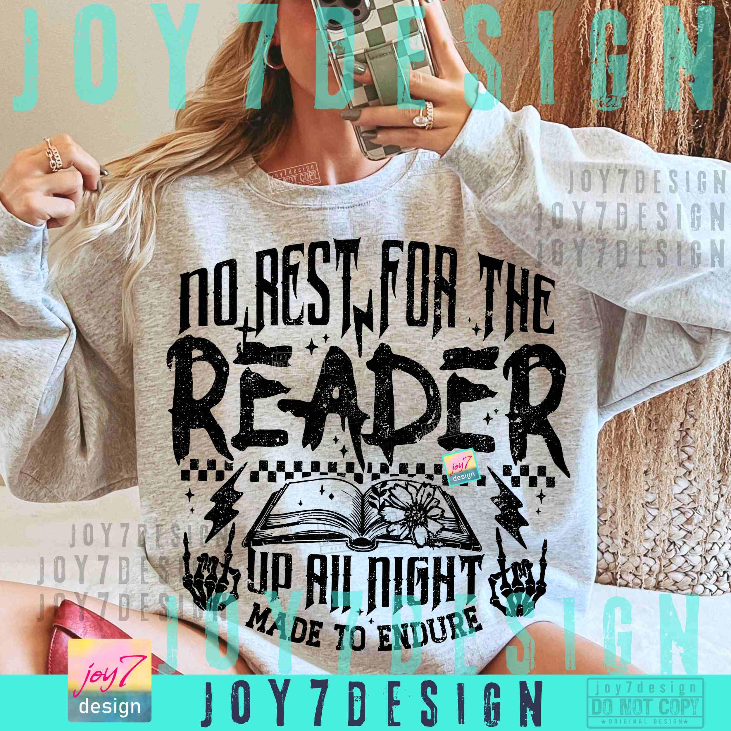 No Rest for the Reader PNG Funny Book Lover Rock Designs Bookish Retro ...
