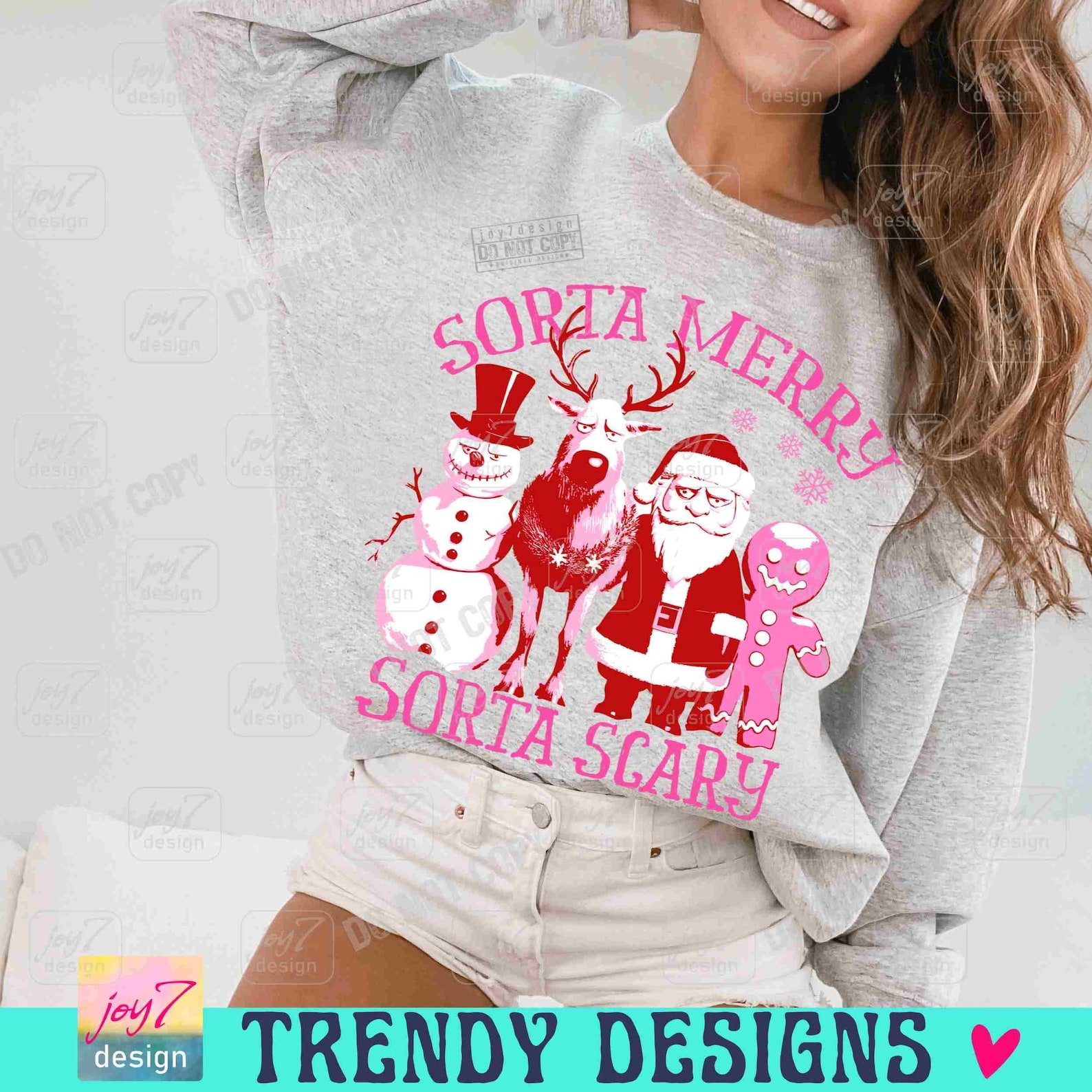 Sorta Merry Sorta Scary PNG Funny Christmas Santa Gingerbread Raindeer ...