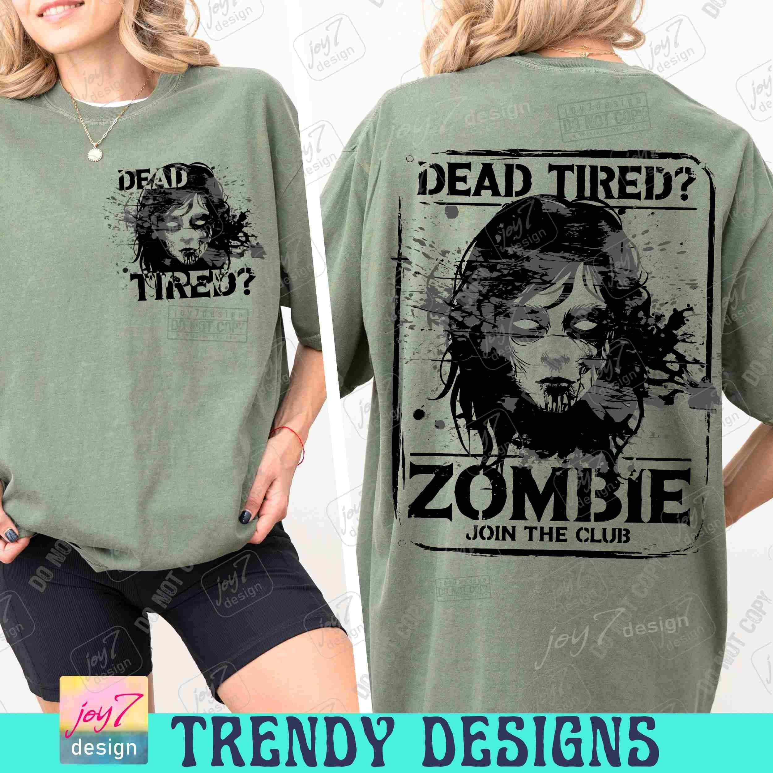 Dead Tired Zombie PNG Scary Halloween Png Adult Horror Retro Halloween ...