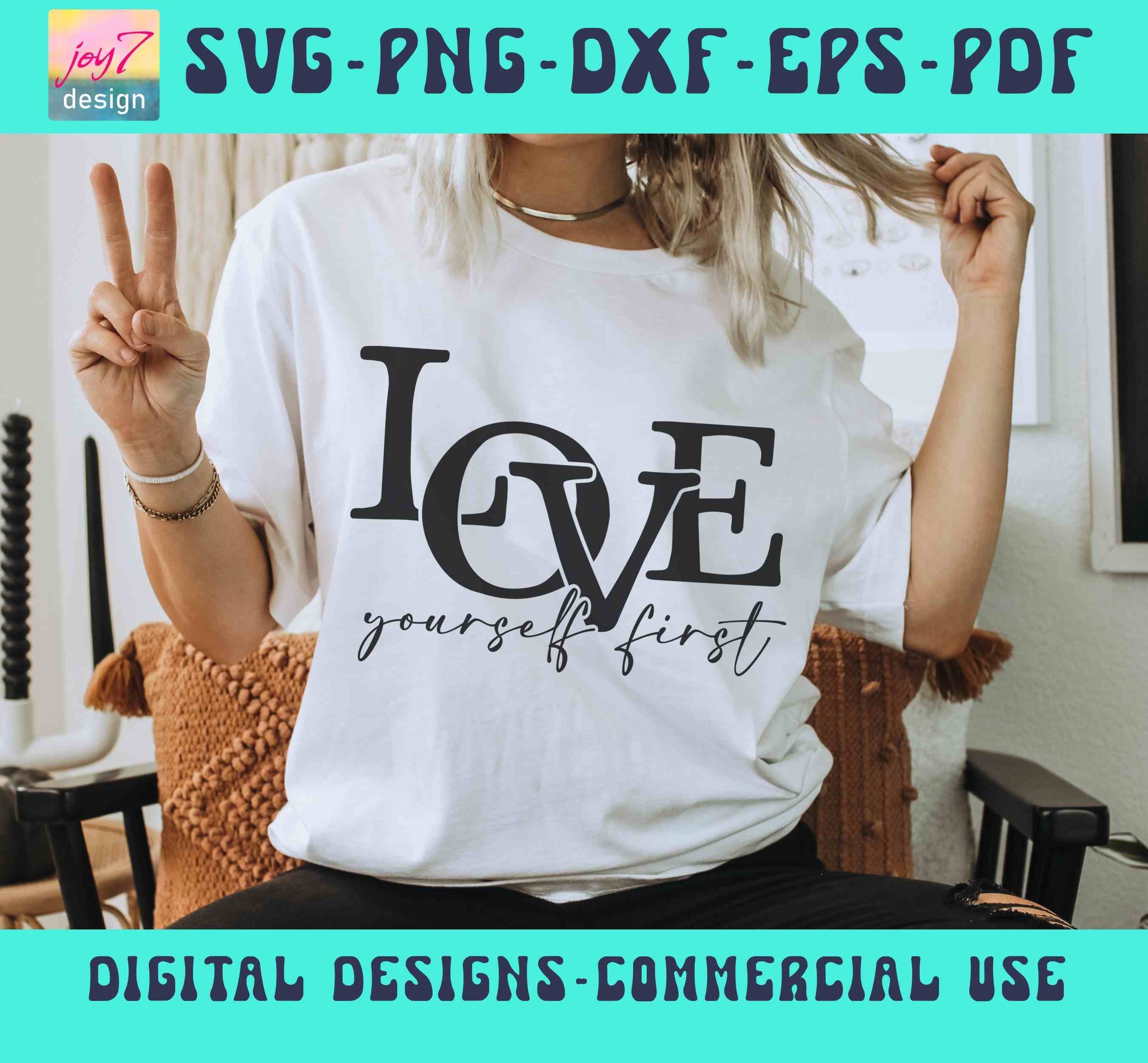 Love Yourself First SVG PNG Pdf Love Quote Girl Power Self - Etsy