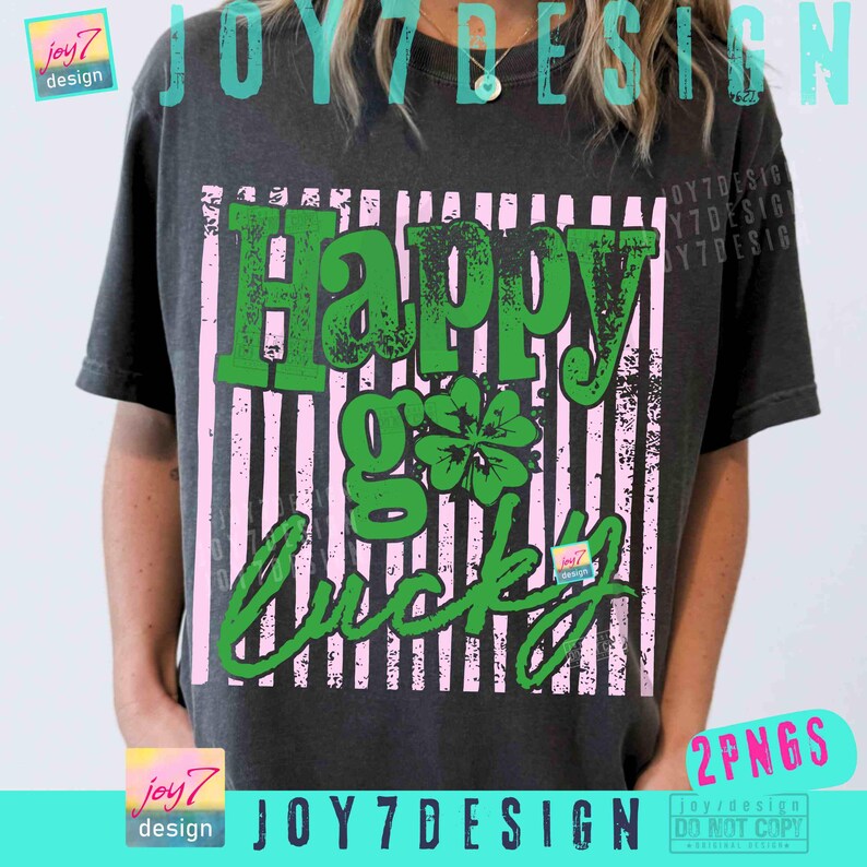 Pink St Patricks Happy Go Lucky PNG Irish Shamrock Distressed Postage ...