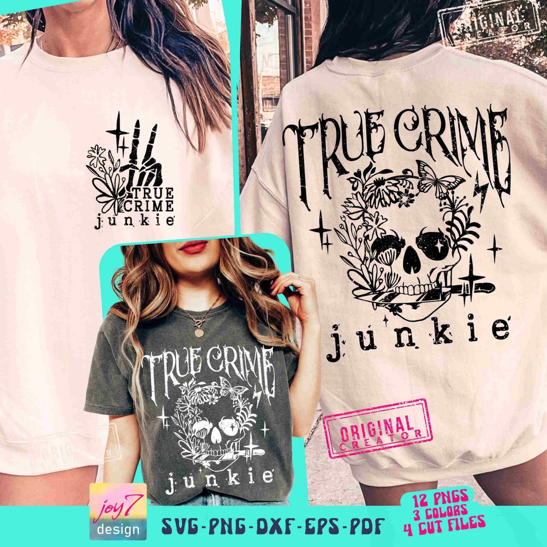 True Crime Junkie SVG PNG Horror movies Adult Humor Boho Retro - Etsy ...