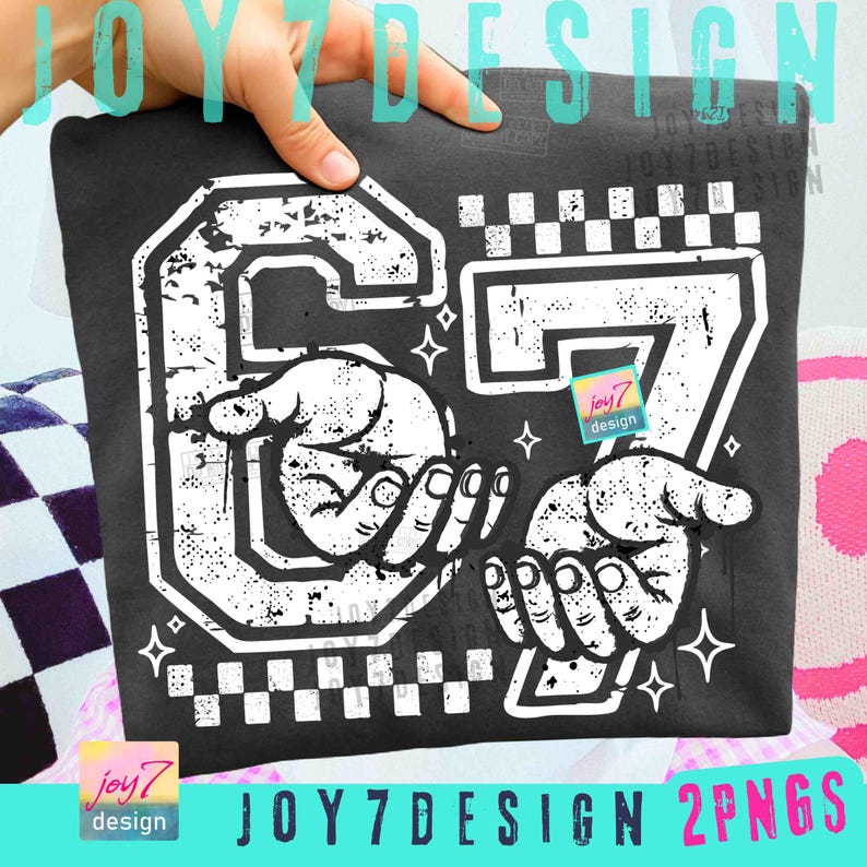 67 Hands PNG Trendy Meme Viral Digital Design Checkered Humour ...